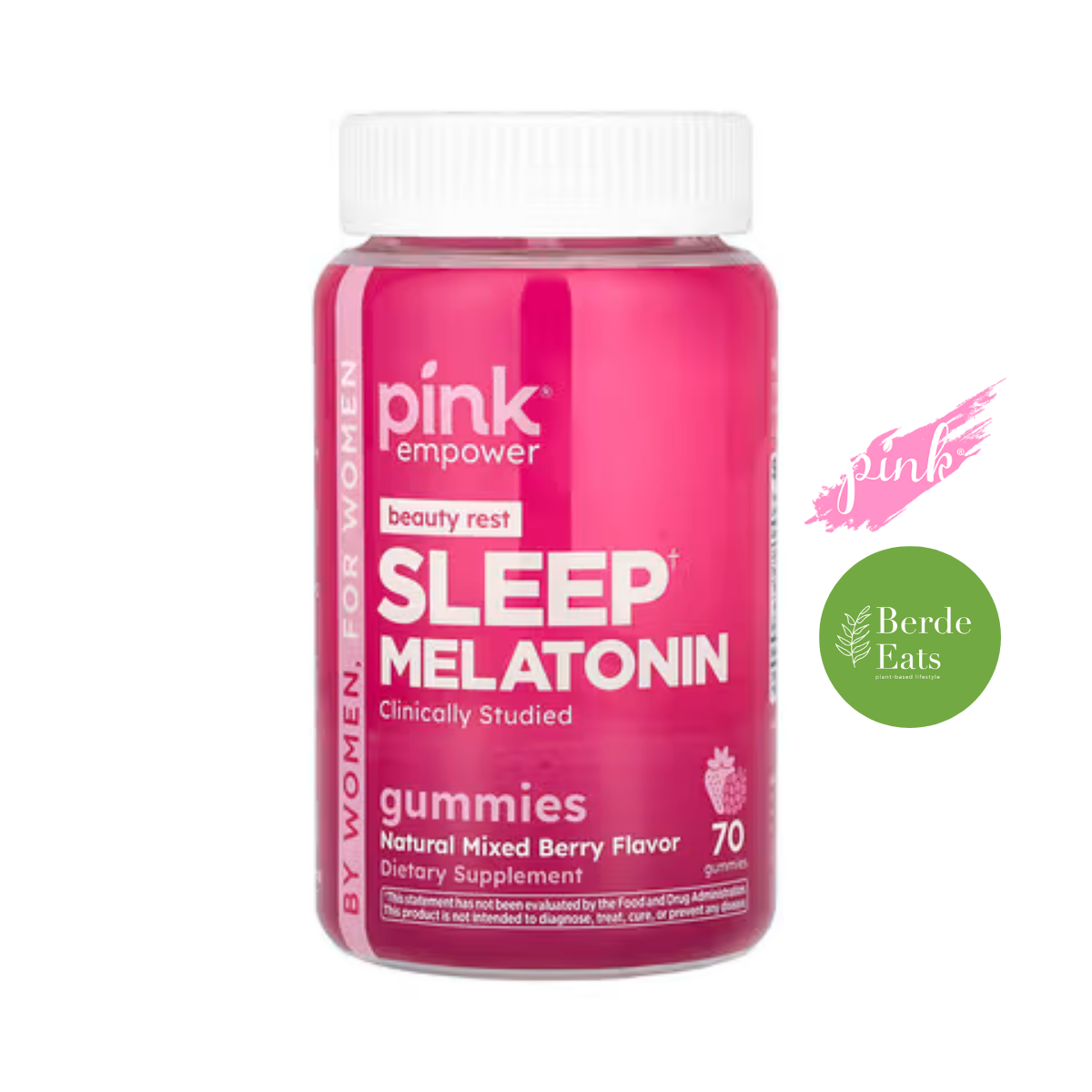 Pink Vegan Sleep Melatonin Gummies, Natural Mixed Berry, 70 Gummies ...