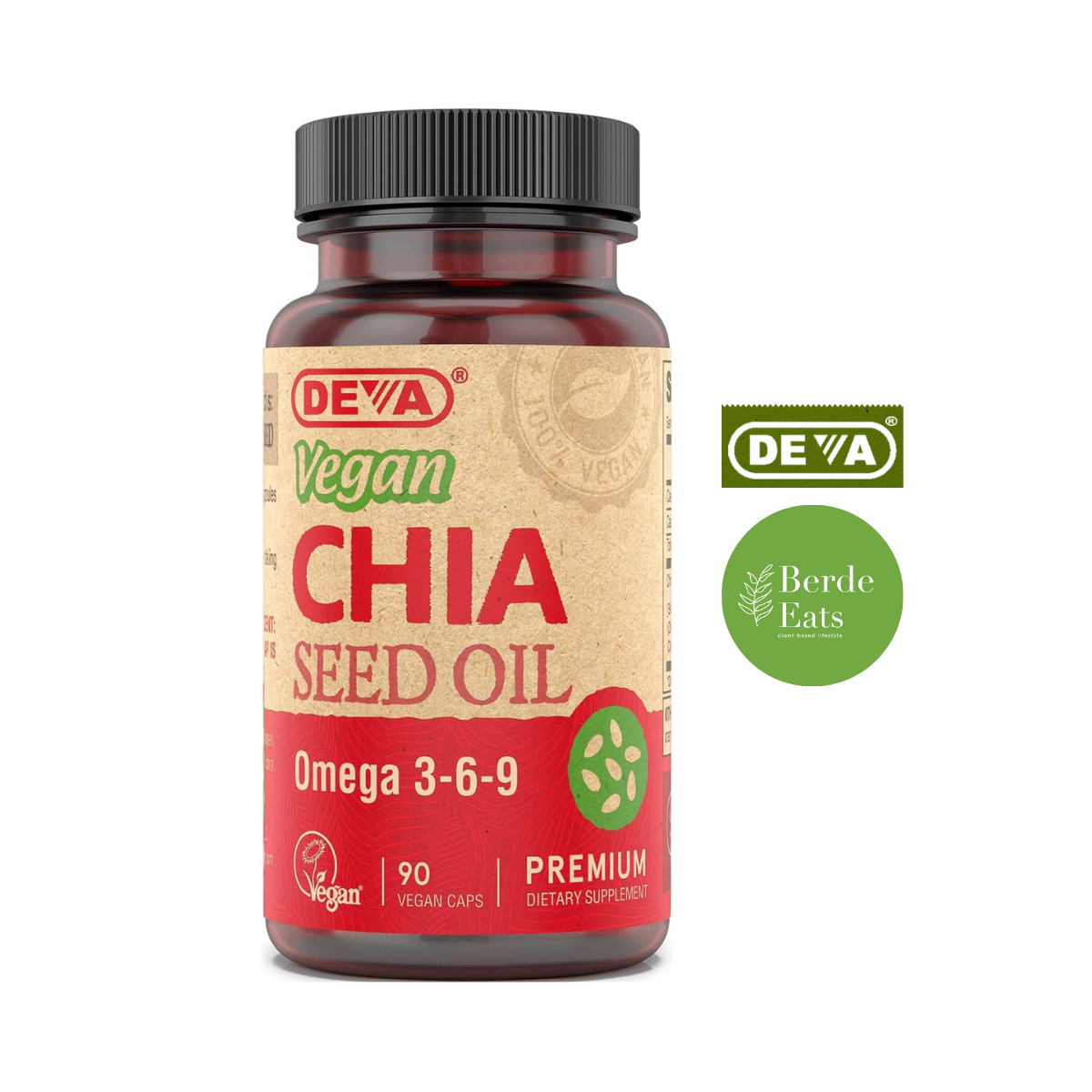 Deva Nutrition Premium Vegan Chia Seed Oil 500mg Omega 3-6-9, 90 Vegan Caps | 100% Plant-Based ...